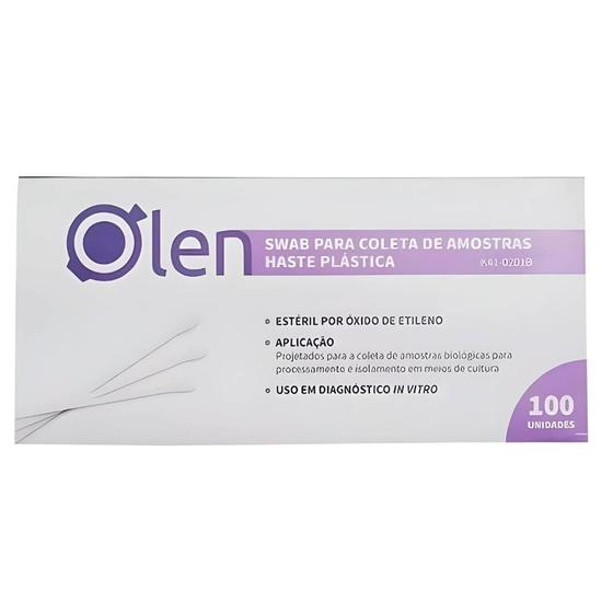 Swab para coleta de amostras (haste plástica estéril) c/100 - olen ...