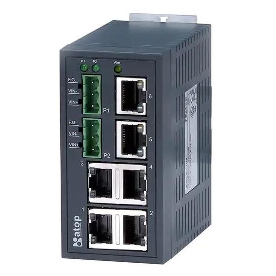 Switch Industrial Fast-Ethernet não gerenciado de 6 portas, montagem em ...