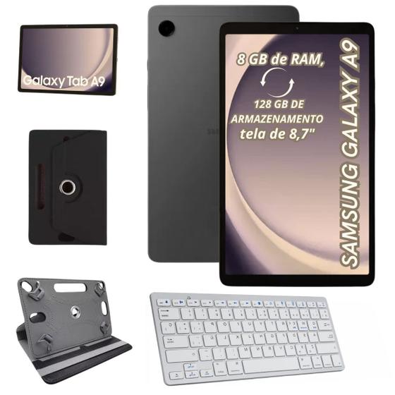 Tablet Galaxy Tab A9 Chip 4G 8.7 128Gb 8Gb Ram Com Teclado Bluetooth ...