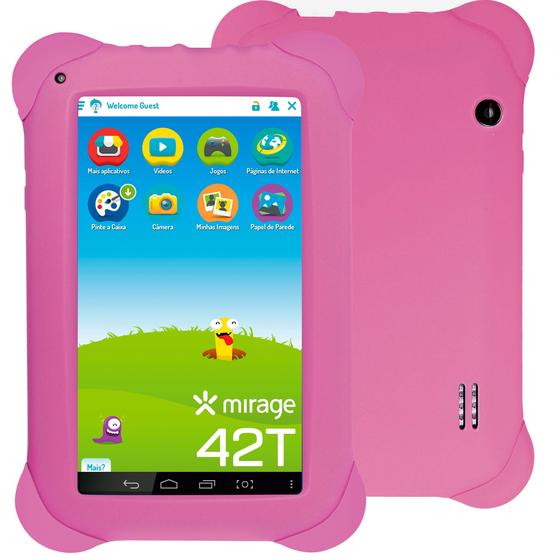 Tablet Infantil Mirage 42T Quad Core Dual Câmera 2Mp + 1,3Mp Tela 7 Pol ...