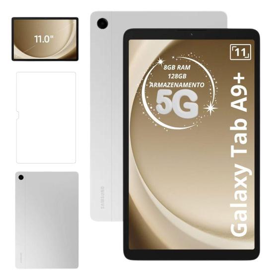 Tablet Samsung Galaxy Tab A9 Plus 128GB 8GB Chip 5G Com Pelicula de Vidro 11 Polegadas Prata ...