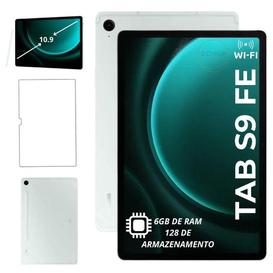 Tablet Samsung Galaxy Tab S9 FE Wifi, 128GB, 6GB Mint Com Caneta S Pen ...