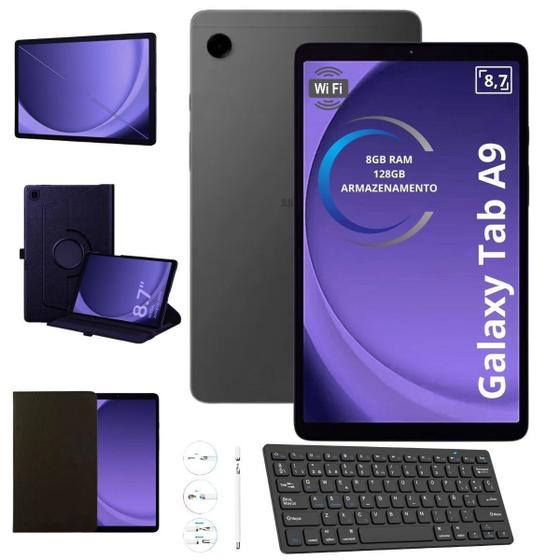 Tablet Samsung Wifi A9 128GB 8GB 8.7 Com Teclado Preto Bluetooth Capa ...