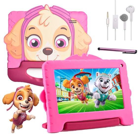 Tablet WIFI 32GB Capa emborrachada da Patrulha Canina Skye Rosa Fone ...