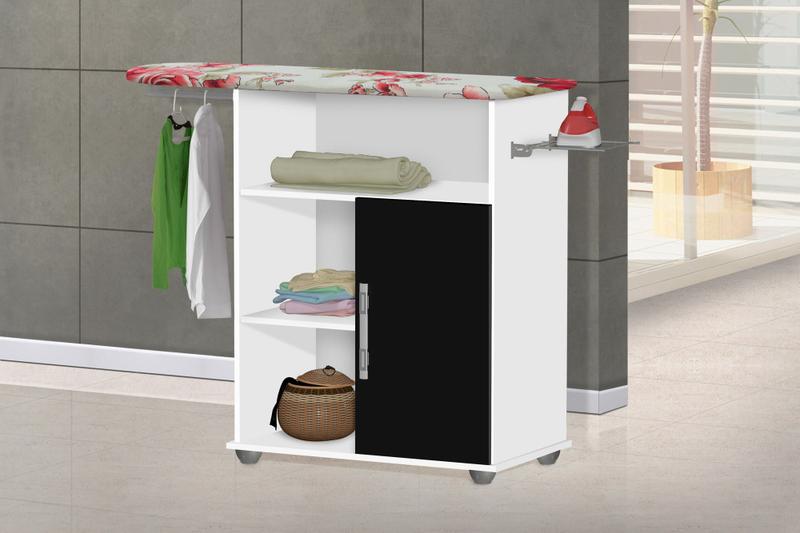 Tábua de Passar Roupa c/ Porta e Cabideiro Suporte p/ Ferro Branco ...