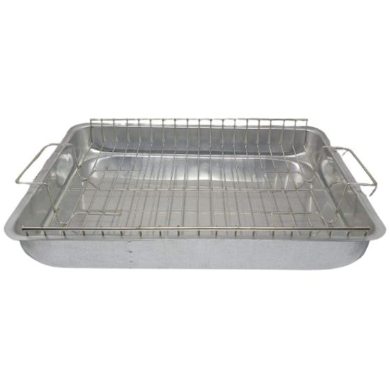 Tabuleiro Assadeira de Frango Alta Alumínio Polido 40 x 28 cm com Grade ...
