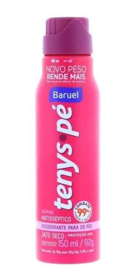Talco Desodorante Spray Jato Seco Tenys Pé Baruel Woman Pink 150 ml ...