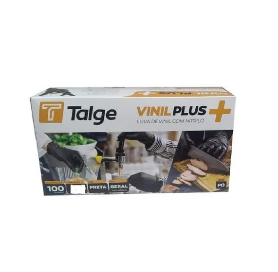 Talge VinilPlus Luvas Vinil Com Nitrilo Preta Sem Pó CX100un - Luvas ...