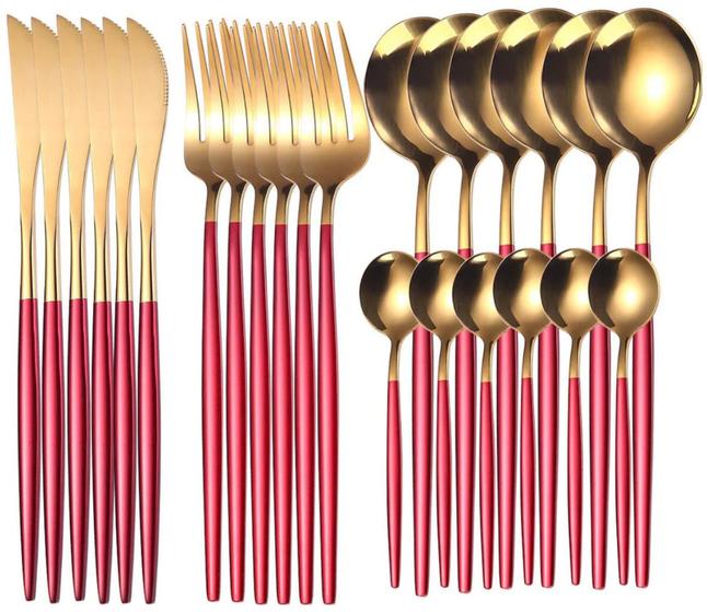 talheres inox kit 24 peças utensílios de cozinha suplat - kit 24 peças ...