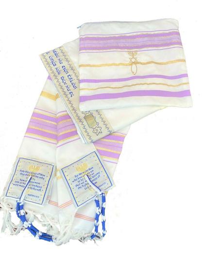 Talit Lilás Messiânico - 55X180 Cm - Original De Israel - Jerusalém ...