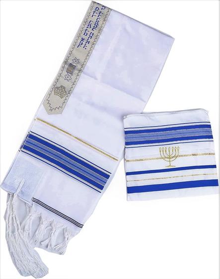 Talit Ortodoxo Azul E Dourado 60X180 Cm - Import. De Israel - Jerusalém ...