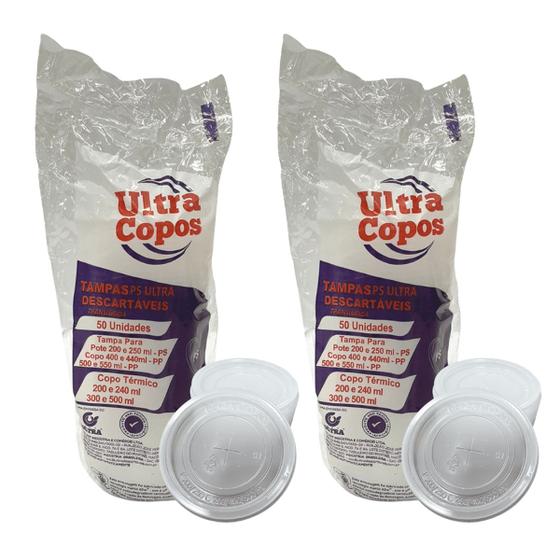 Tampa P/ Copo 400ml 500ml Copo Isopor 240/300ml C/Furo C/100 - Ultra copos - Copo Descartável ...