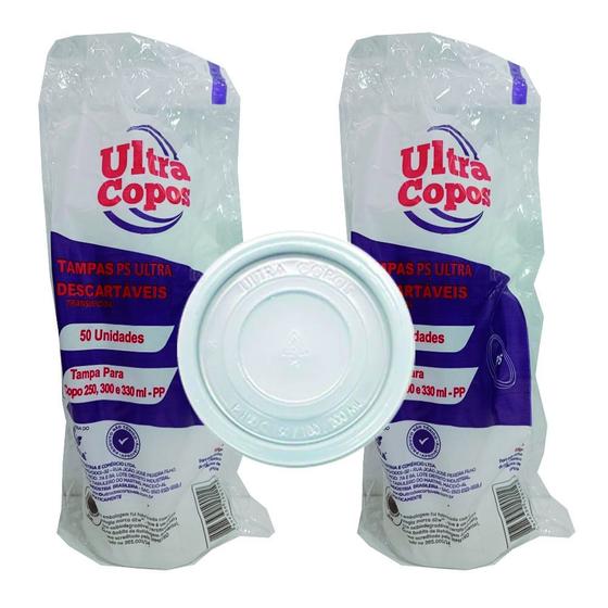 Tampa Para Copo Descartável 250Ml 300Ml 330Ml S/Furo C/100 - Ultra Copos - Copos - Magazine Luiza