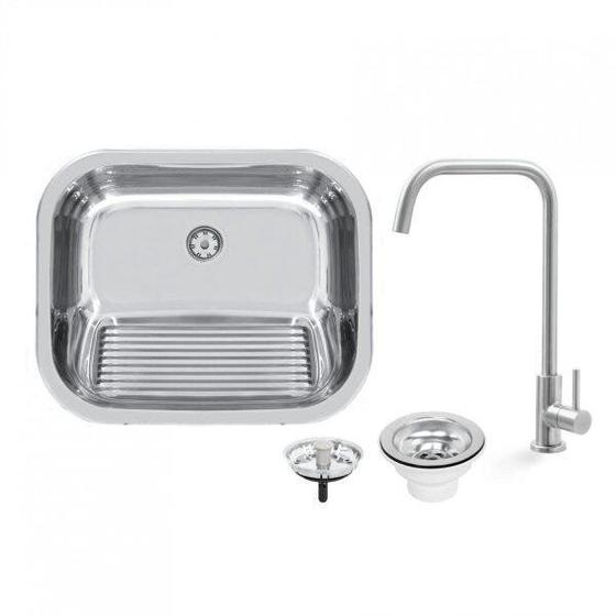 Tanque de Embutir Inox 30L com Torneira de Bancada Tramontina - Tanque ...