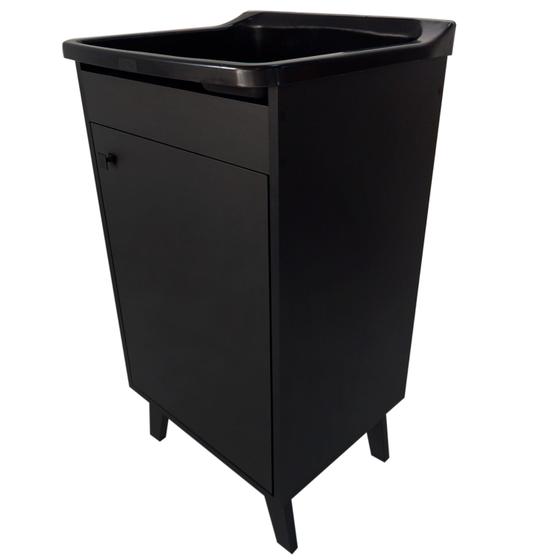 Tanque de lavanderia 22L com Gabinete Preto Retrô Completo ...