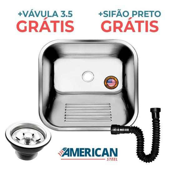 Tanque Inox 40X34 Black Inox 304 - Sobrepor E Embutir +Válv - AMERICAN ...