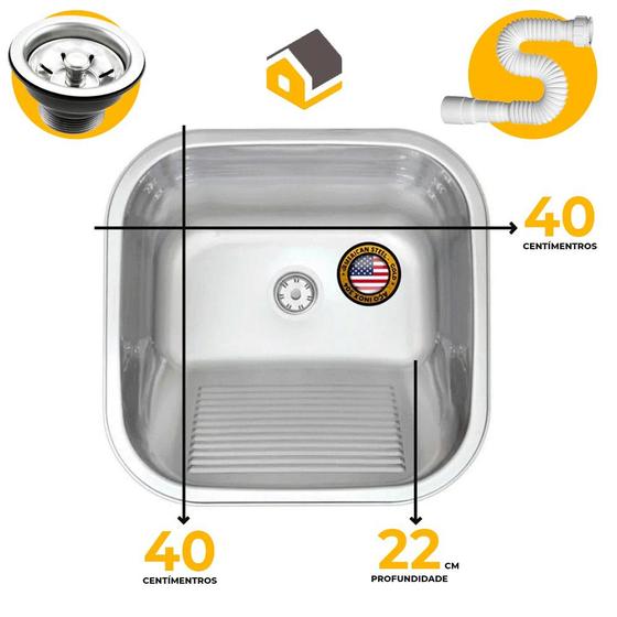 Tanque Inox 40X40 Fosco - Sobrepor E Embutir +Válvula - American Steel ...