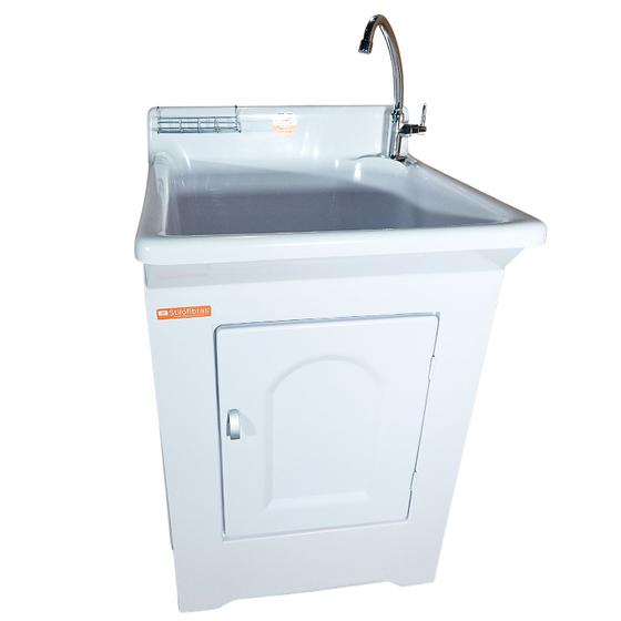 Tanque Lavar Roupa 40L Gabinete em Abs Com Torneira de Mesa ...