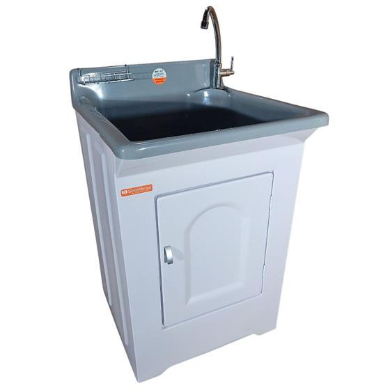 Tanque Lavar Roupa 40L Gabinete em Abs Com Torneira de Mesa ...