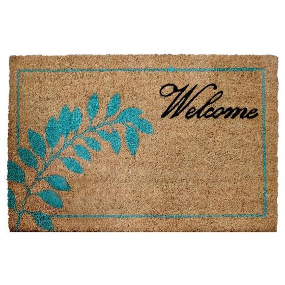 Tapete Capacho em Fibra de Coco NDI Ornamental Folha Azul 40x60cm ...