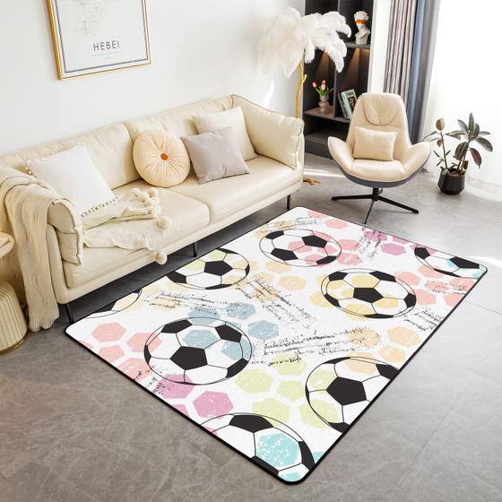 Tapete de Área Jejeloiu Football 150x200cm - Flanela Preto, Branco e ...