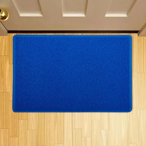 Tapete de Entrada Capacho Vinil Silver 60cm x 40cm Azul Royal Kapazi ...