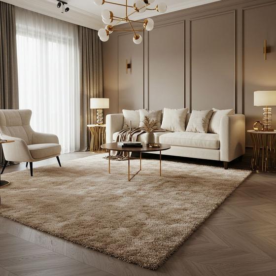 Tapete Felpudo Luxo 200x130 cm Antiderrapante Macio e Confortável para Sala de Estar, Quarto ...