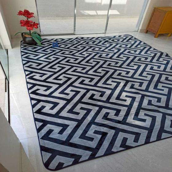 tapete sala quarto indiano aveludado geometrico macio 2x1,50 black ...