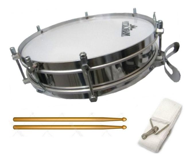Tarol marcatto inox 10 x 14" m201 kit baquetas e talabarte - Bateria e ...
