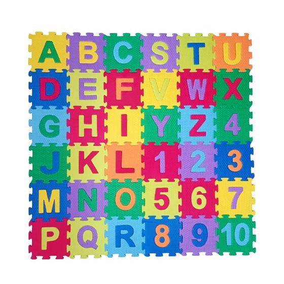 Tatame Com Letras E Números Em E.v.a Infantil 36 Peças 16x16 - Criativa ...