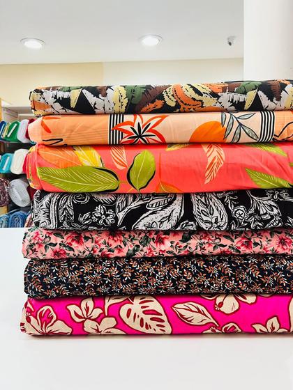 Tecido 100% Viscose Estampado 1 metro de comprimento x 1,46m Largura ...