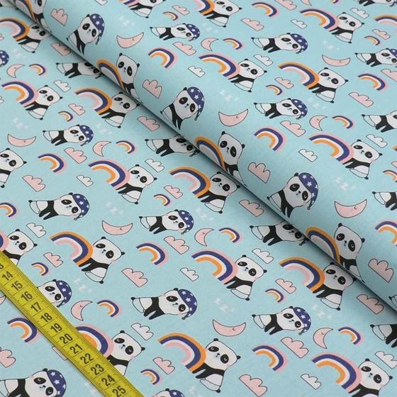 Tecido Estampado para Patchwork - Sweet Dreams: Panda Azul Claro (0,50x1,40) - Fabricart ...