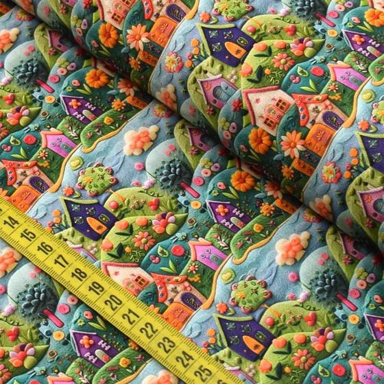 Tecido Estampado para Patchwork - Vilarejo de Feltro 4 (0,50x1,50) - Fabricart - Tecidos ...