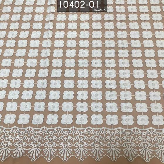 Tecido Renda Bordada Branco - Ribnits - Tecido Poliéster - Magazine Luiza