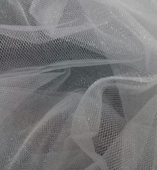 Tecido Tule Francês Com Brilho Branco - Ribnits - Tecido Poliéster ...