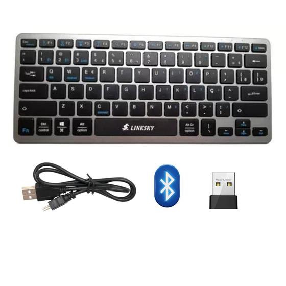 Teclado 2 Em 1 Bluetooth e Wireless Recarregavel Usb Ergonomico Celular ...