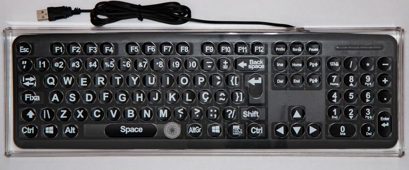 Teclado Adaptado com Colmeia Acrílica Teclas em Alto Contraste Preto ...