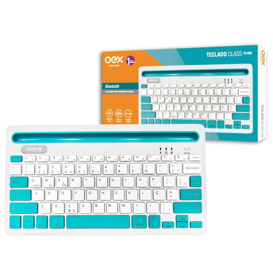 Teclado Bluetooth OEX Class, ABNT2, Suporte Integrado para Tablet e ...