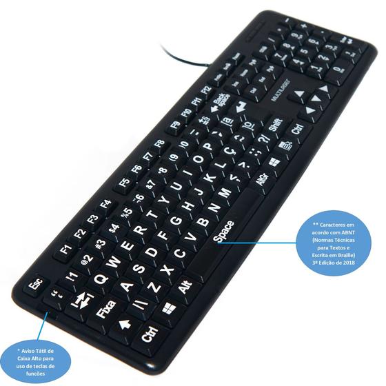 Teclado Braille Ampliado Baixa Visão Adaptado em Alto Contraste Teclas ...