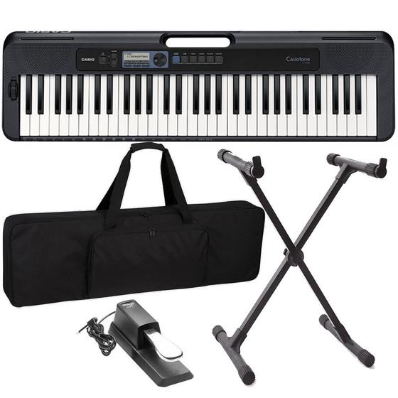 Teclado Casio Casiotone Ct-s300 Preto + Capa + Suporte + Pedal ...