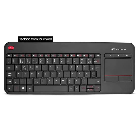 Teclado Com Touchpad Sem Fio - Para Windows C3Tech K-WT200BK Nano USB ...