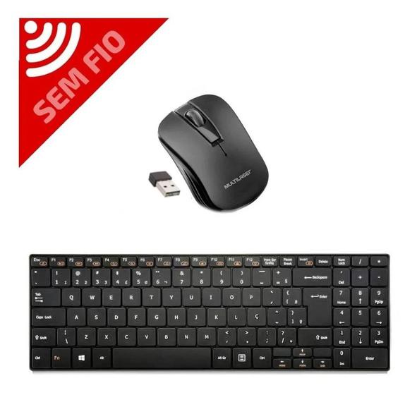 Teclado E Mouse Compacto Sem Fio Wireless Usb Modelo Slim TC 202 ...