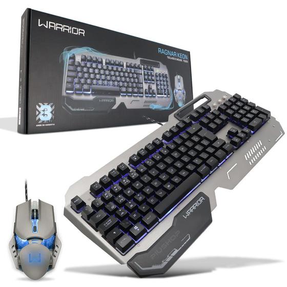 Teclado e Mouse Gamer Ergonômico Superfície em Metal Warrior TC223 - MULTILASER - Kit Teclado e ...