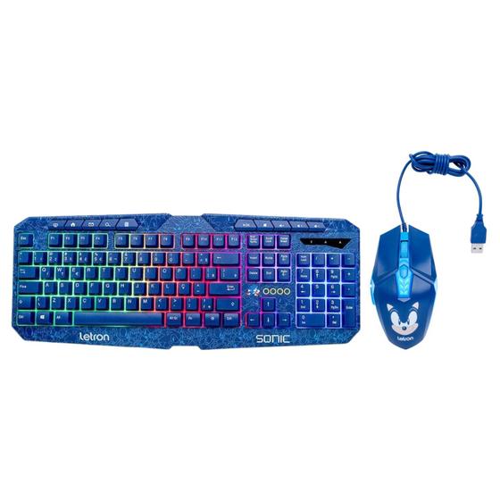 Teclado E Mouse Sonic Gamer Led Rgb Jogo Filme Usb Fio Abnt2 - Letron ...