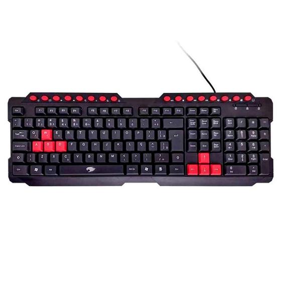 Teclado G-fire, KMG31, Multimídia, ABNT2, USB, Preto/Vermelho ...