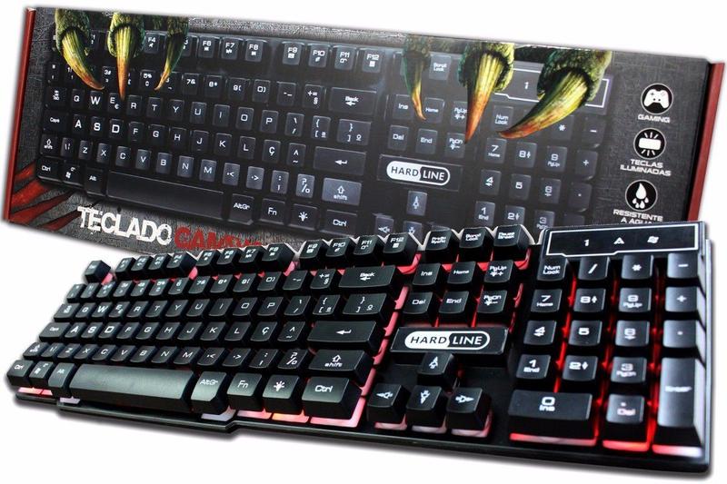 Teclado Gamer Anti-Ghost iluminado teclas altas Led KB-7010 Hardline ...