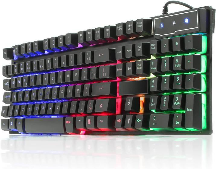 Teclado Gamer Backlight Led RGB USB Teclas Multimídia ABNT2 Semi ...