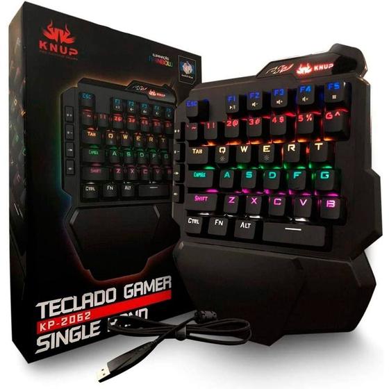 Teclado Gamer Mecânico Pequeno Iluminação Rainbow Knup 2062 ...