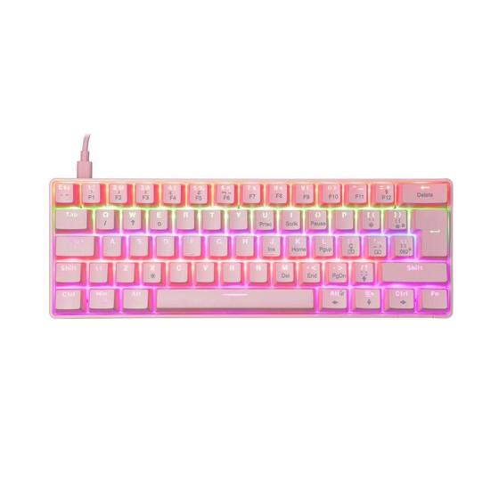 Teclado Gamer Mecanico Ziggy Led Rainbow OEX Game TC607 Rosa - Teclado ...