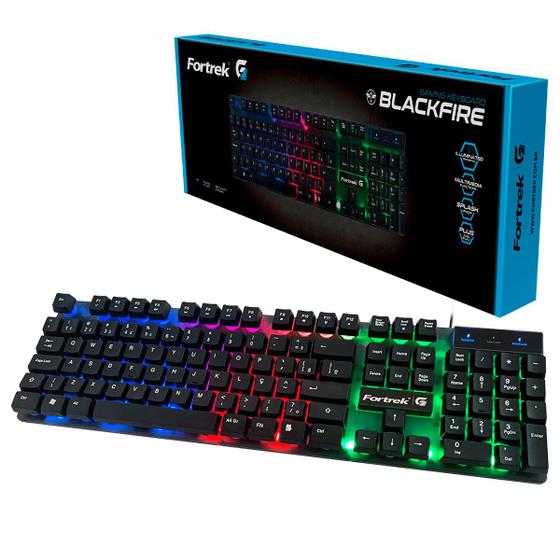 Teclado Gamer Multimidia Fortrek BlackFire New, USB, RGB, ABNT2, Preto ...